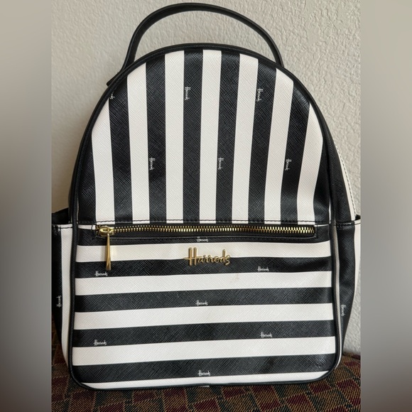 Harrods | Bags | Nwot Harrods Black And White Striped Backpack | Poshmark